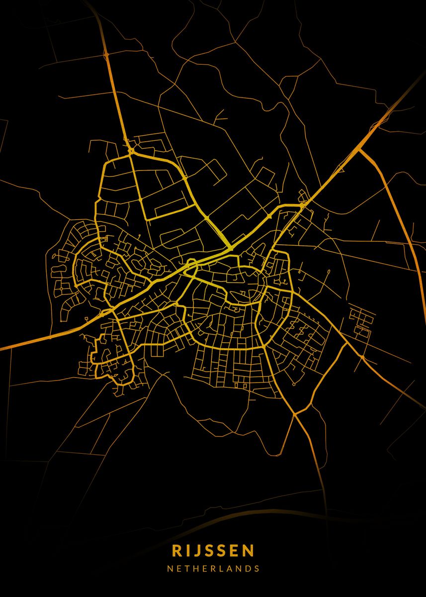 'Rijssen City Map' Poster, picture, metal print, paint by Trulaf Design ...
