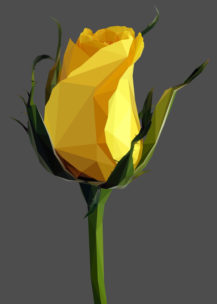 'Yellow Rose Lowpoly' Poster, picture, metal print, paint by YOGA ART15 ...