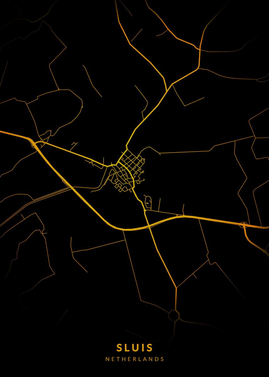 'Sluis City Map' Poster, picture, metal print, paint by Trulaf Design ...