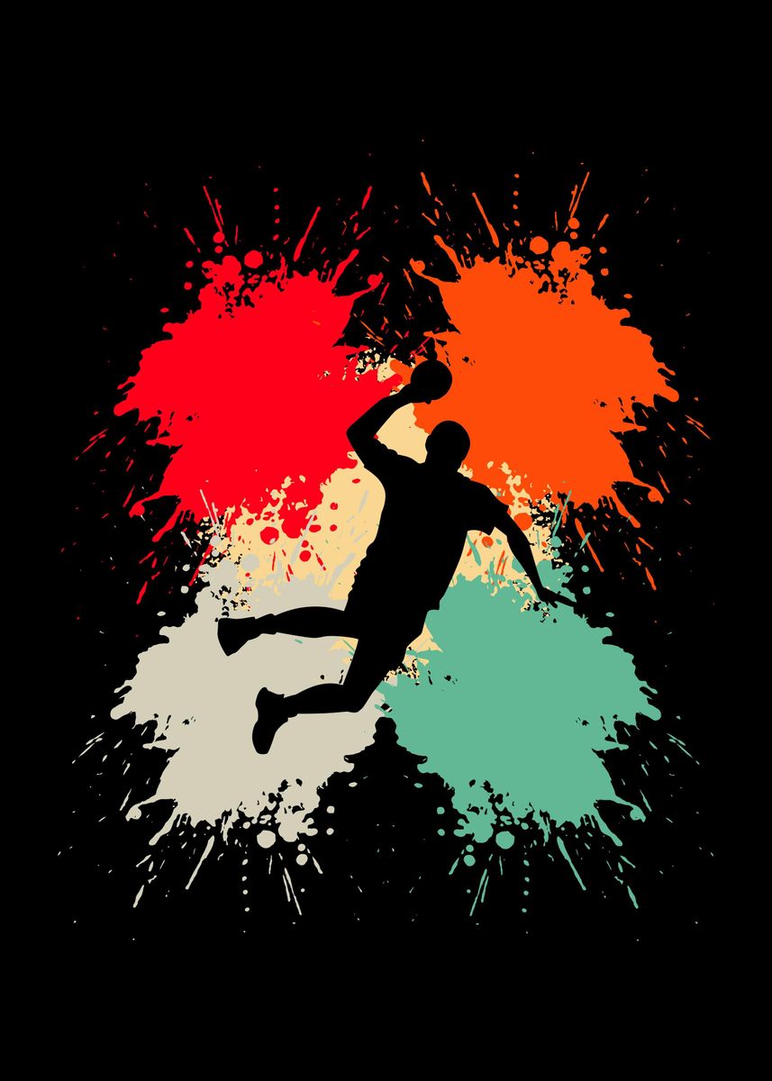 'Handball Player Colorful' Poster, picture, metal print, paint by ...