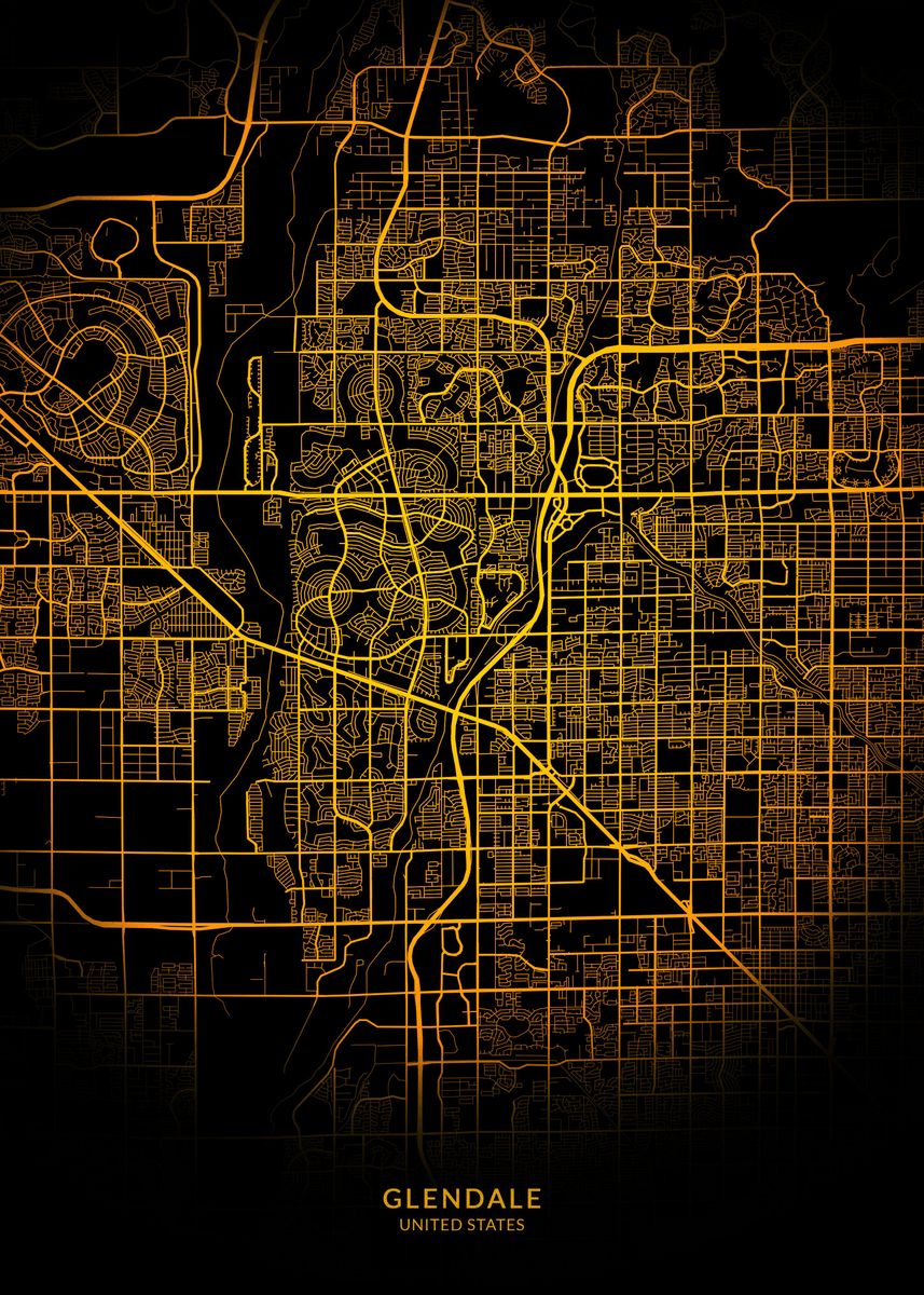 'Glendale City Map' Poster, picture, metal print, paint by Trulaf ...