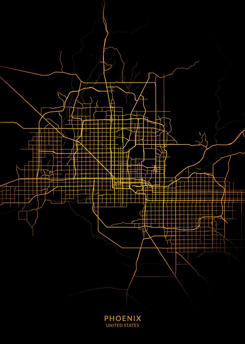 'Phoenix City Map' Poster, picture, metal print, paint by Trulaf Design ...