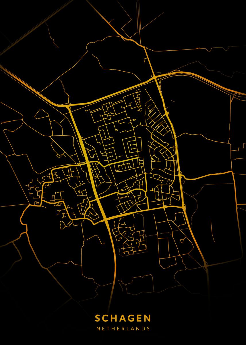 'Schagen City Map' Poster, picture, metal print, paint by Trulaf Design ...