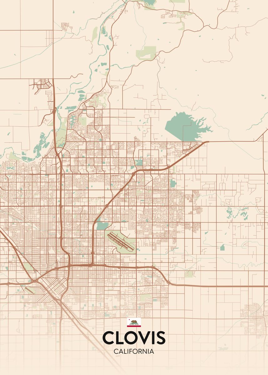 'Clovis CA' Poster, picture, metal print, paint by IMR Designs | Displate