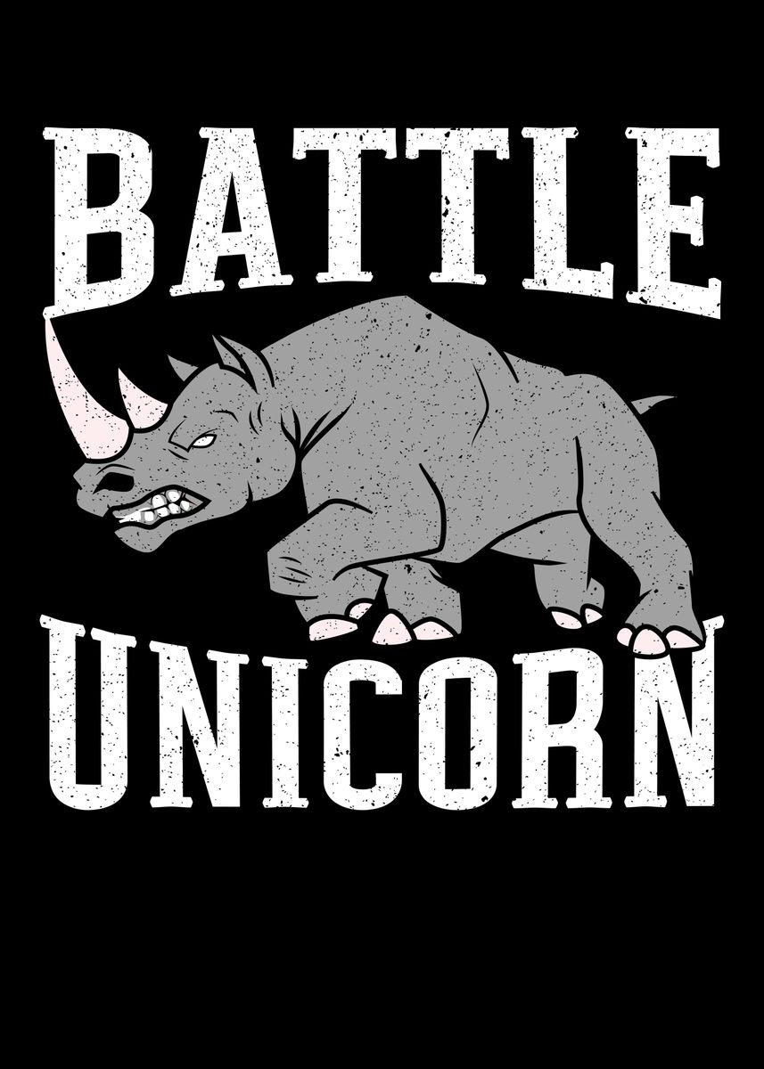 'Battle Unicorn Rhinocerus' Poster, picture, metal print, paint by NAO ...