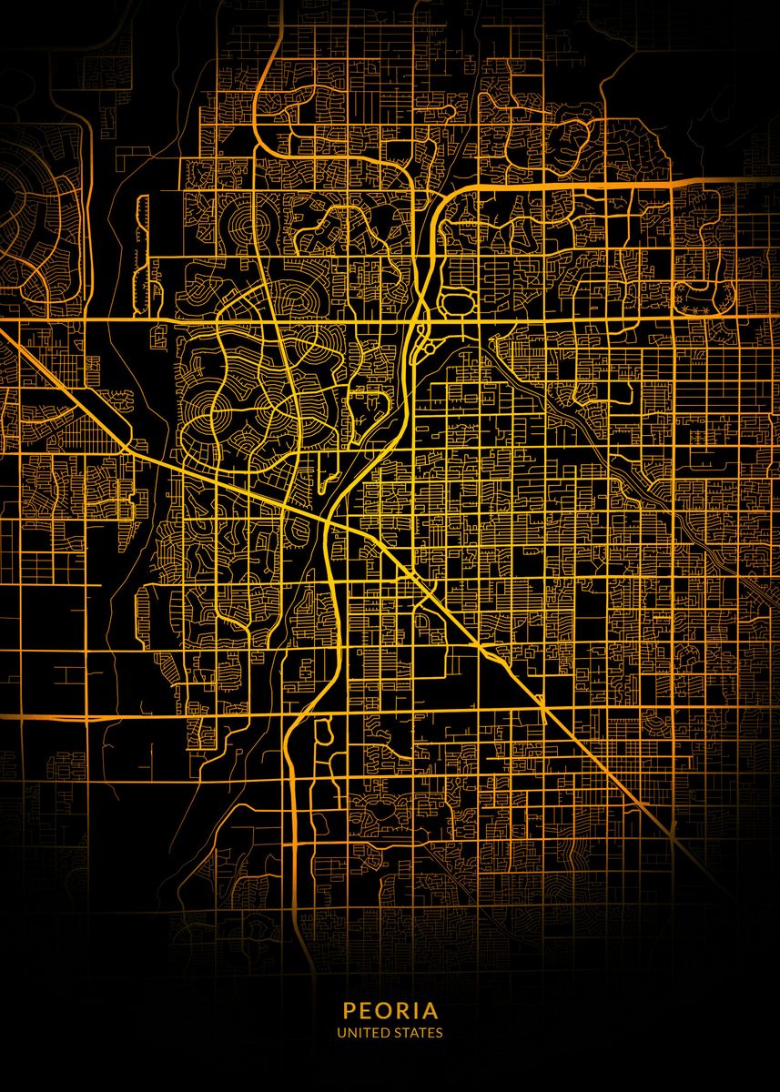 'Peoria City Map' Poster, picture, metal print, paint by Trulaf Design | Displate