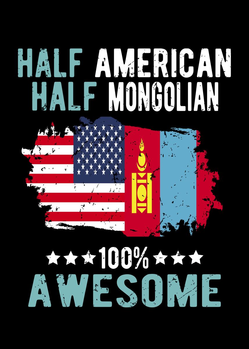 'Half American Mongolian' Poster by schmugo | Displate