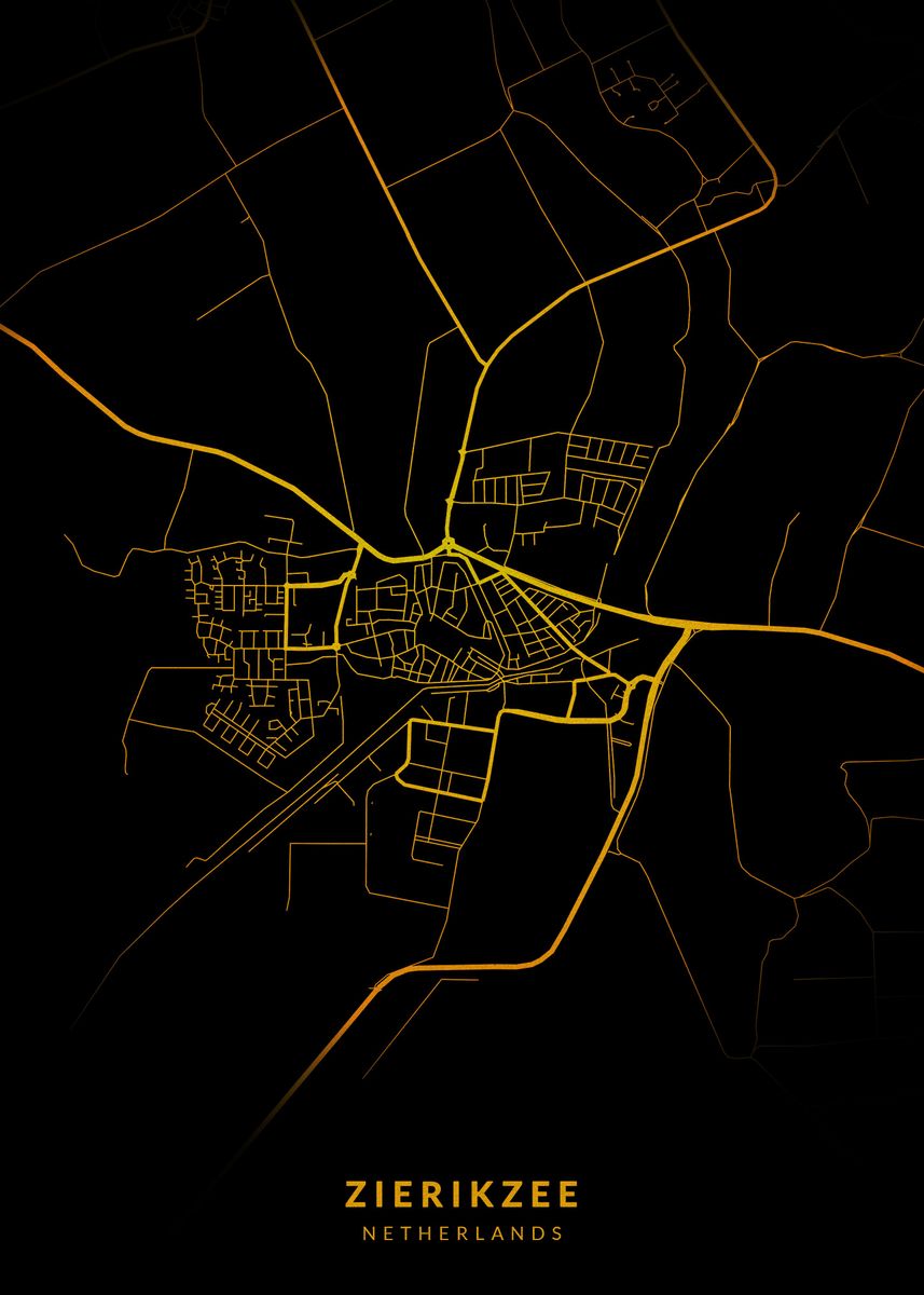 'Zierikzee City Map' Poster, picture, metal print, paint by Trulaf Design | Displate