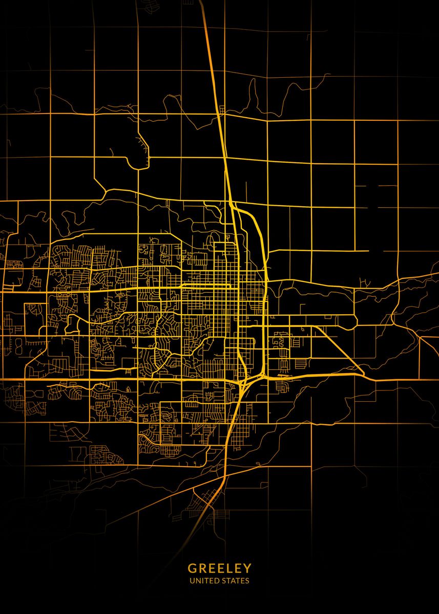 'Greeley City Map' Poster, picture, metal print, paint by Trulaf Design ...