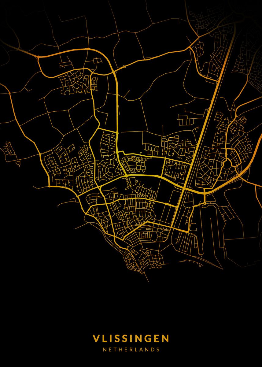 'Vlissingen City Map' Poster, picture, metal print, paint by Trulaf Design | Displate