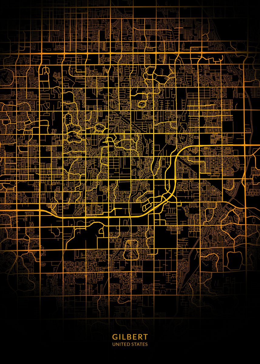 'Gilbert City Map' Poster, picture, metal print, paint by Trulaf Design ...