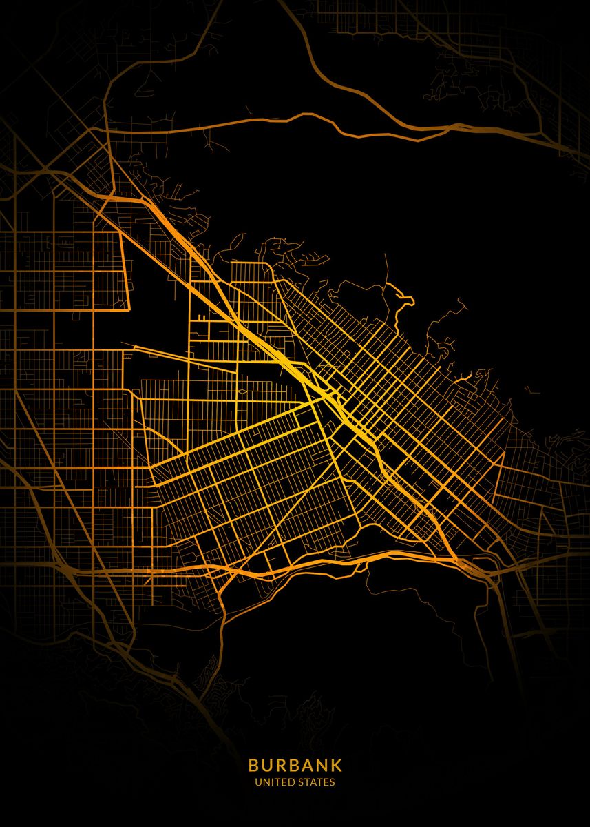 'Burbank City Map' Poster, picture, metal print, paint by Trulaf Design ...
