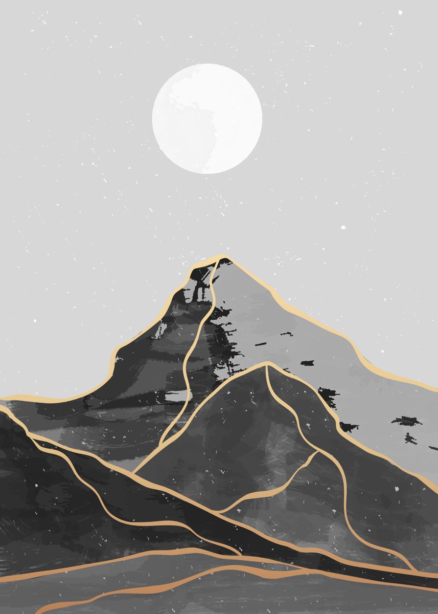 'Black and white Mountain' Poster, picture, metal print, paint by budi ...