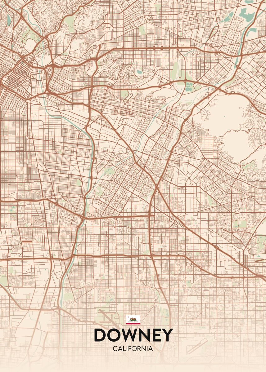 'Downey CA' Poster, picture, metal print, paint by IMR Designs | Displate