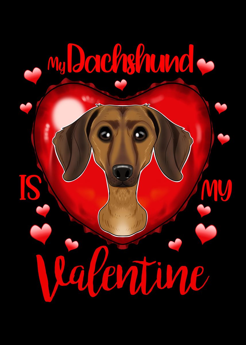 'Dachshund Valentines Day' Poster by MaximusDesigns | Displate