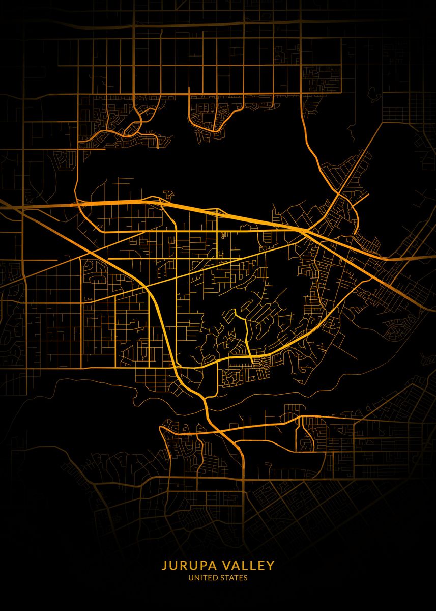 'Jurupa Valley City Map Gol' Poster, picture, metal print, paint by ...