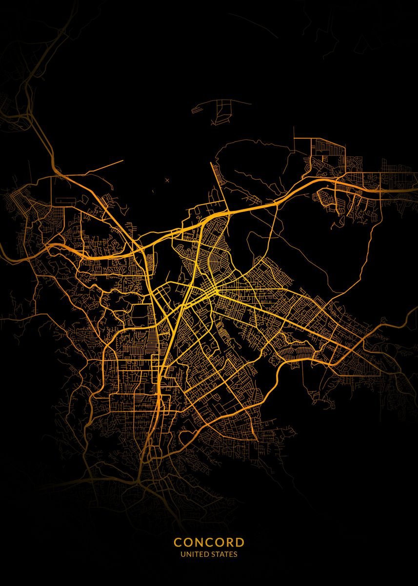 'Concord City Map' Poster, picture, metal print, paint by Trulaf Design ...