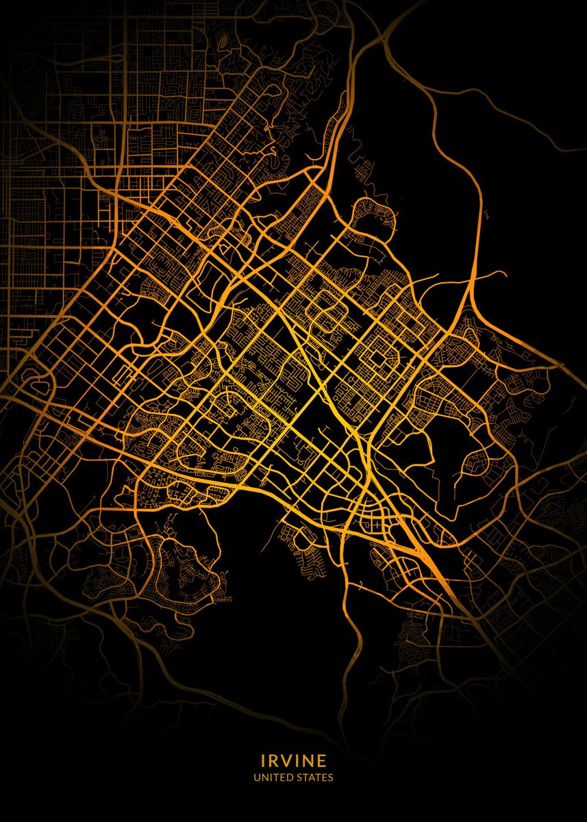 'Irvine City Map Gold' Poster by Trulaf Design | Displate