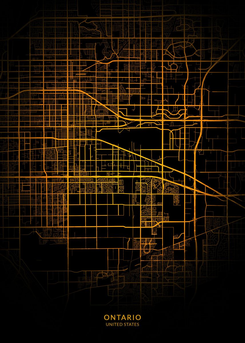 'Ontario City Map Gold' Poster by Trulaf Design | Displate