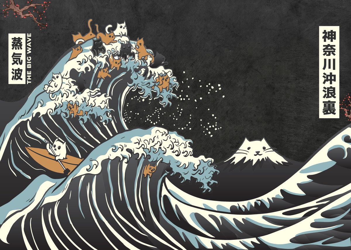 'Great wave of cat agawa' Poster by Simon Darren | Displate