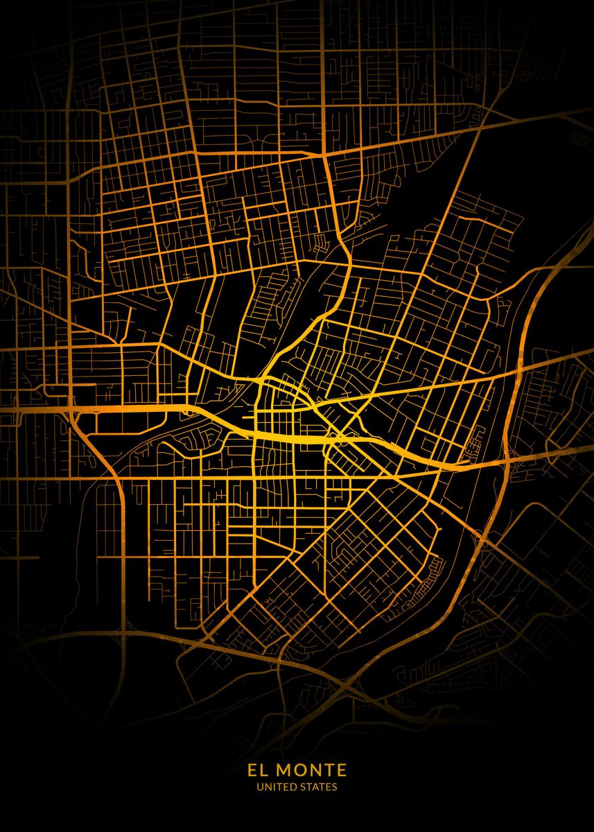 'El Monte City Map Gold' Poster by Trulaf Design | Displate