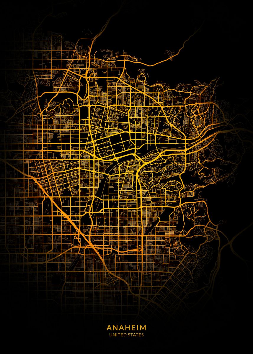 'Anaheim City Map' Poster, picture, metal print, paint by Trulaf Design ...