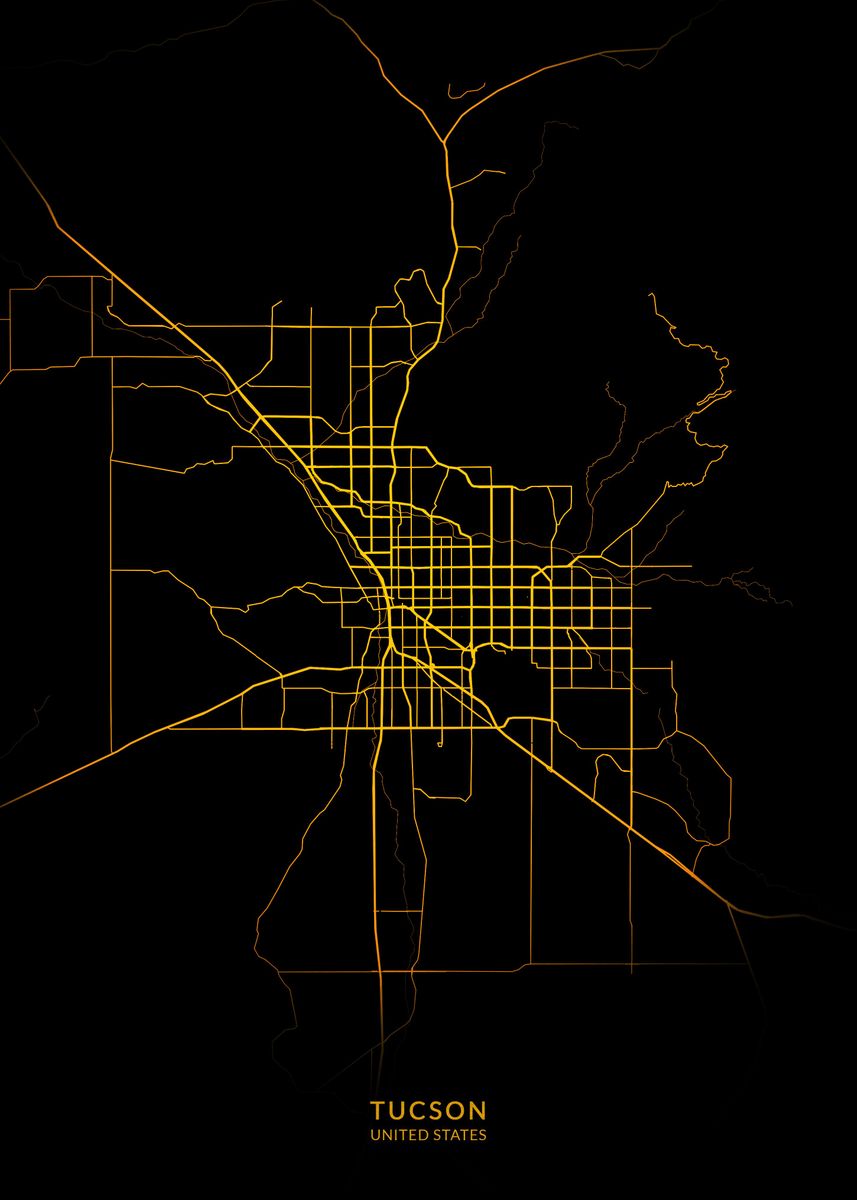 'Tucson City Map' Poster, picture, metal print, paint by Trulaf Design ...