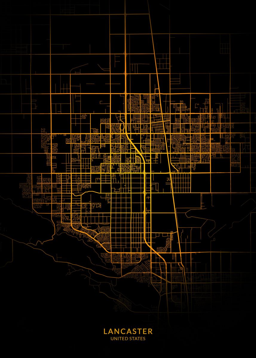 'Lancaster City Map Gold' Poster by Trulaf Design | Displate