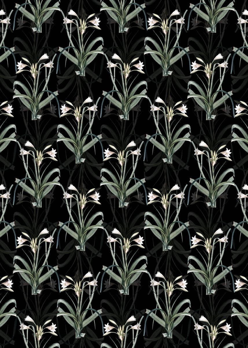 'Floral Malgas Lily Pattern' Poster, picture, metal print, paint by ...