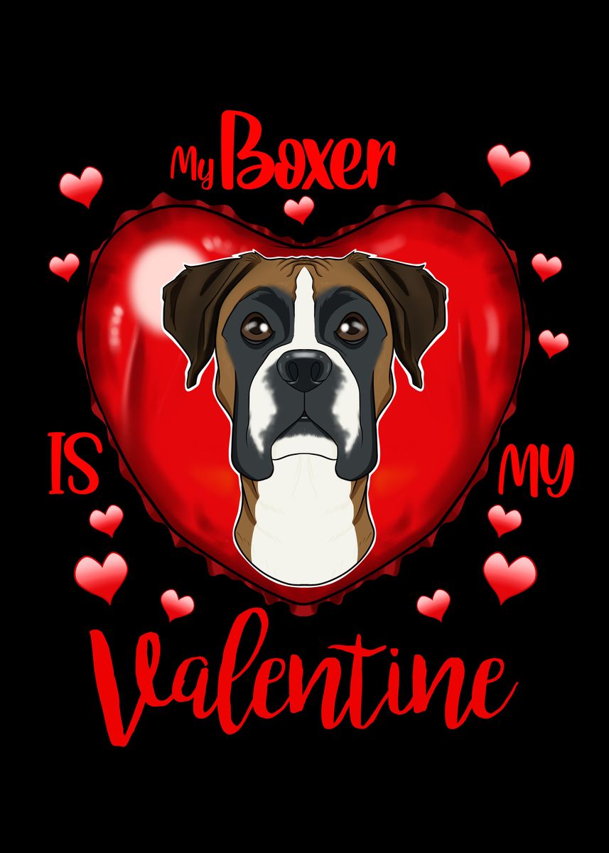 'Boxer Valentines Day' Poster, picture, metal print, paint by ...
