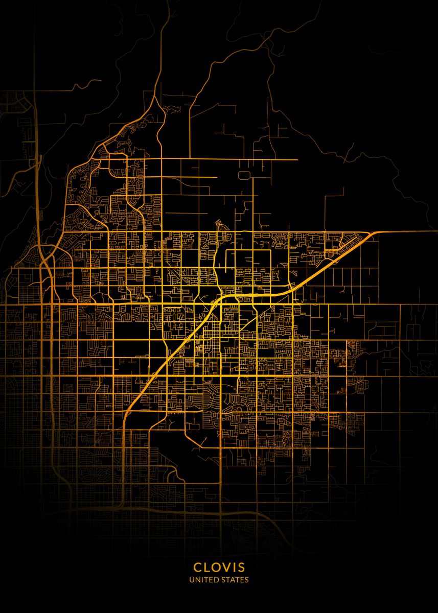 'Clovis City Map' Poster, picture, metal print, paint by Trulaf Design | Displate