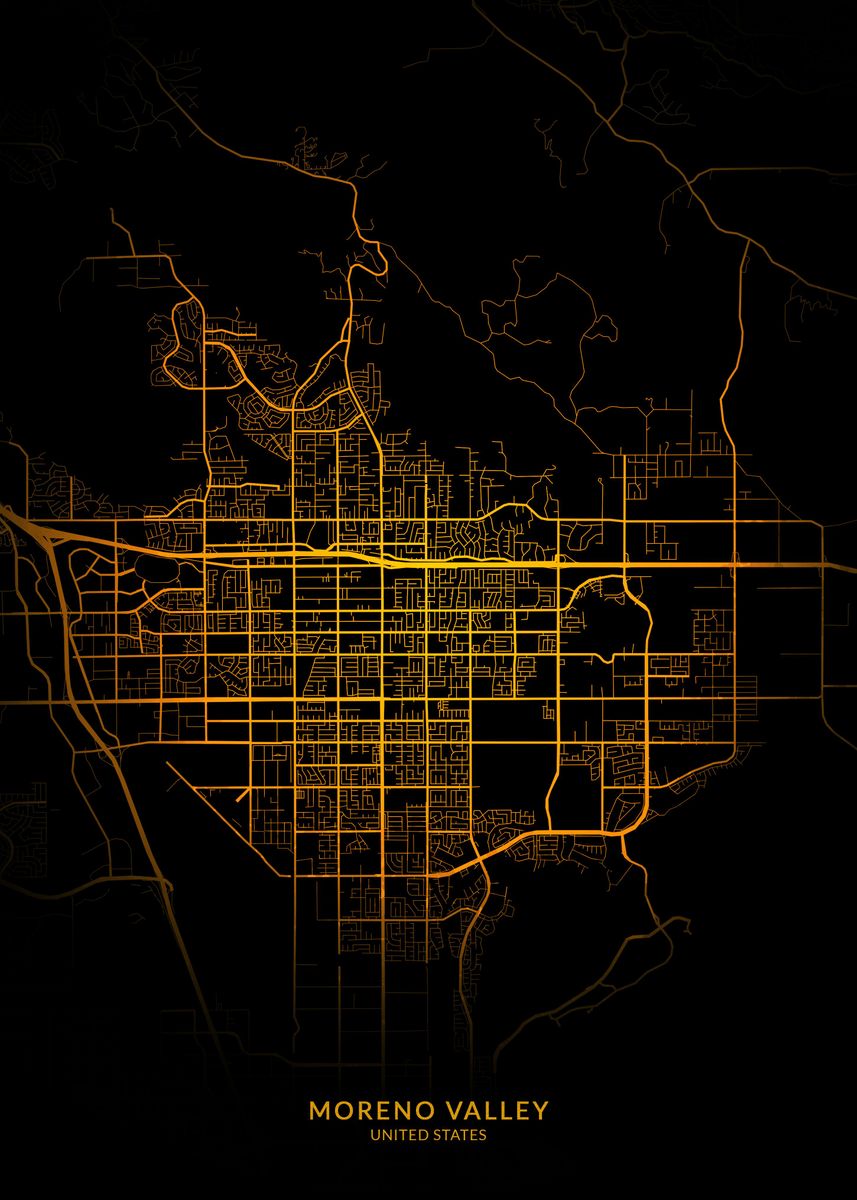 'Moreno Valley City Map Gol' Poster by Trulaf Design | Displate