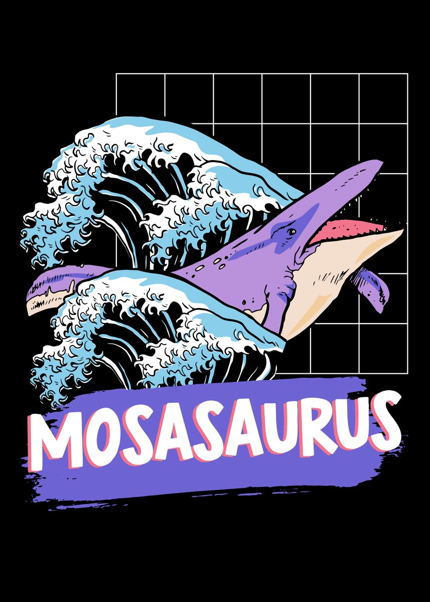 'Mosasaurus Dinosaur' Poster, picture, metal print, paint by NAO | Displate