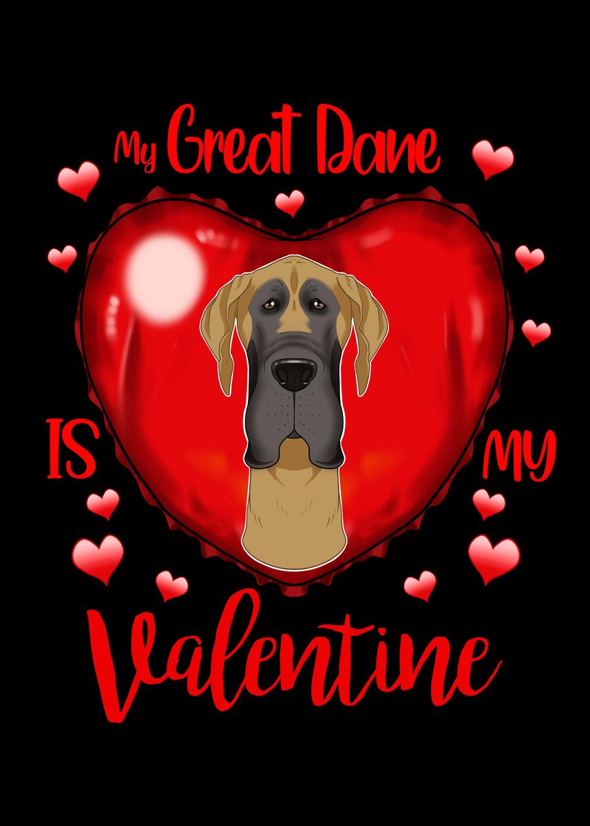'Great Dane Valentines Day' Poster, picture, metal print, paint by ...
