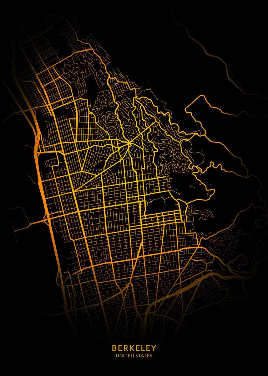 'Berkeley City Map' Poster, picture, metal print, paint by Trulaf Design | Displate