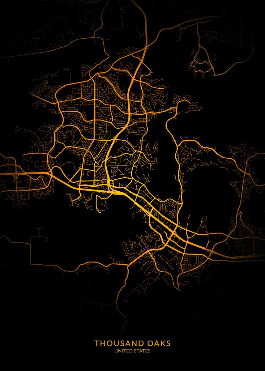 'Thousand Oaks City Map Gol' Poster by Trulaf Design | Displate