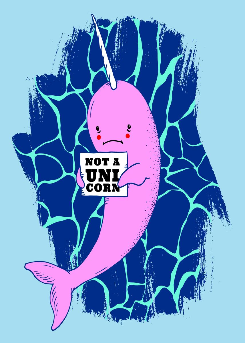 'Cute looking narwhal' Poster, picture, metal print, paint by Nebranix ...