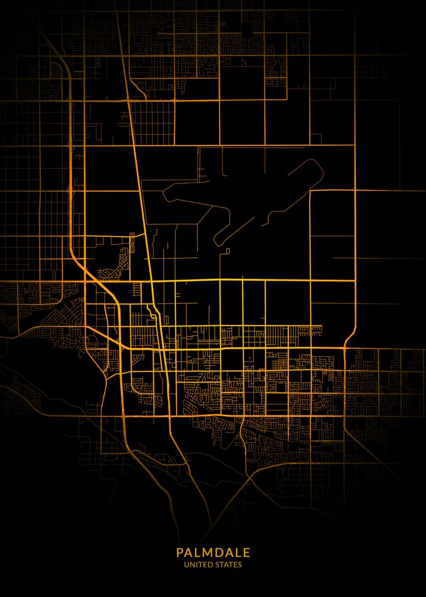 'Palmdale City Map Gold' Poster, picture, metal print, paint by Trulaf ...