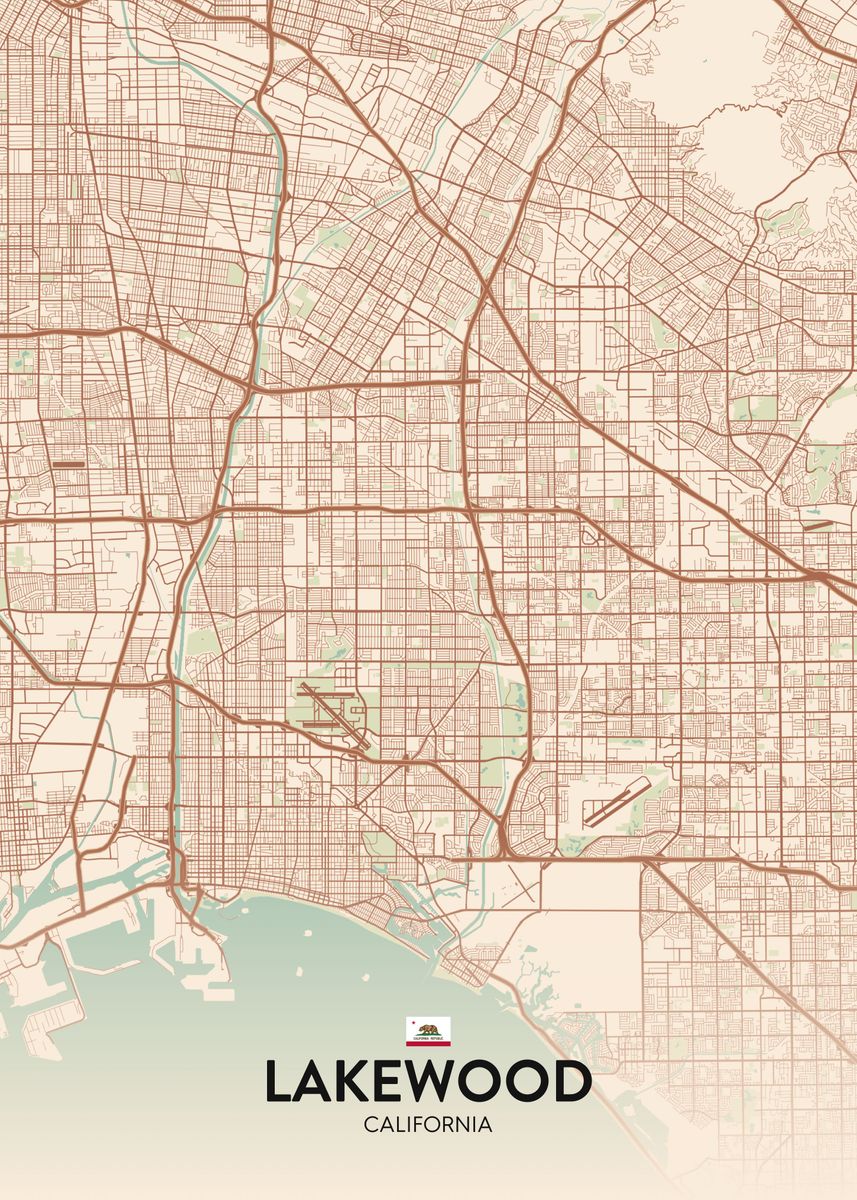 'Lakewood CA' Poster, picture, metal print, paint by IMR Designs | Displate