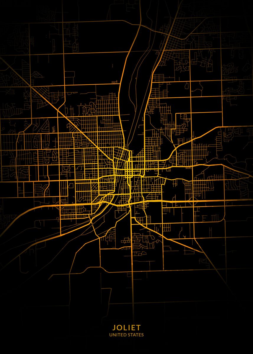 'Joliet City Map Gold' Poster by Trulaf Design | Displate