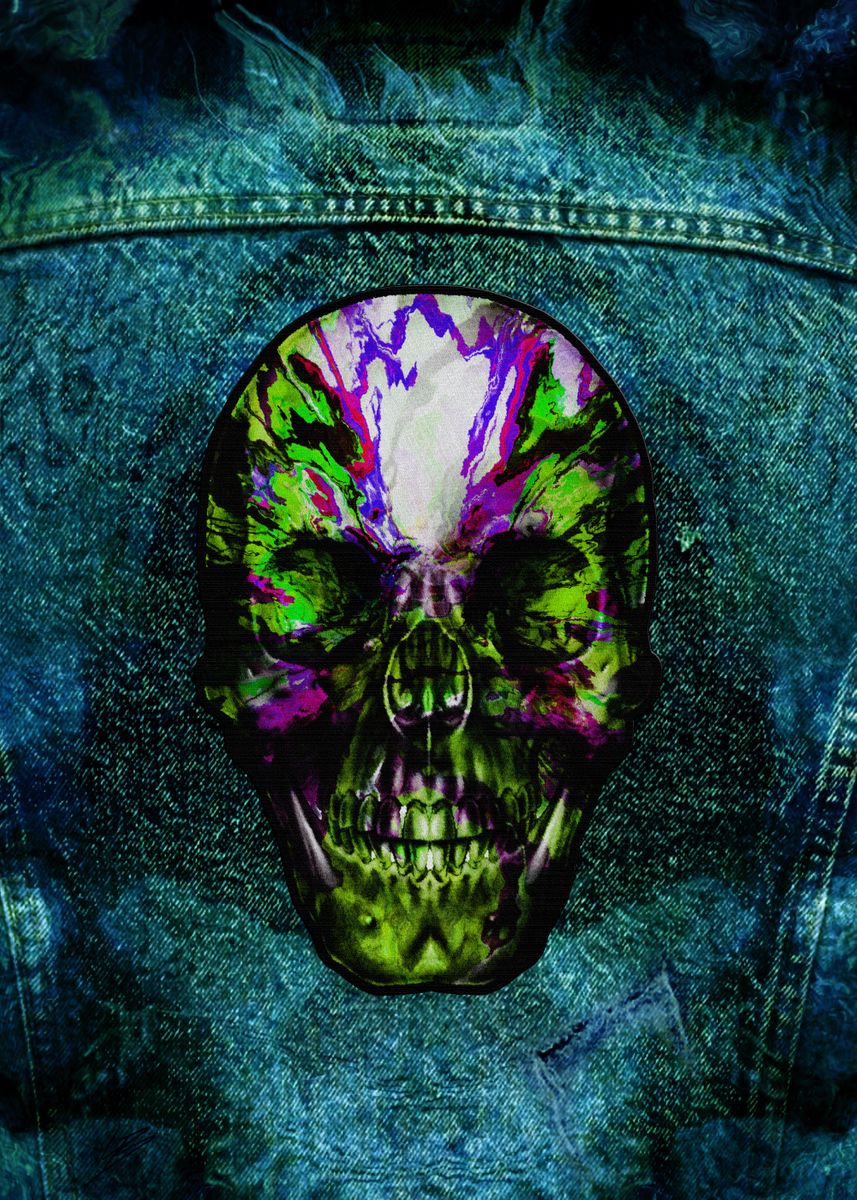 'Sludge Sk8r Skull' Poster, picture, metal print, paint by LeroyBinks ...