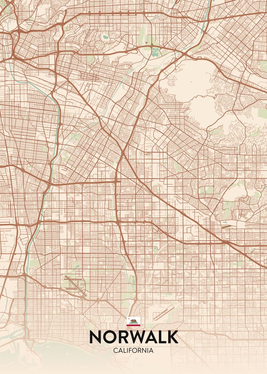 'Norwalk CA' Poster, picture, metal print, paint by IMR Designs | Displate