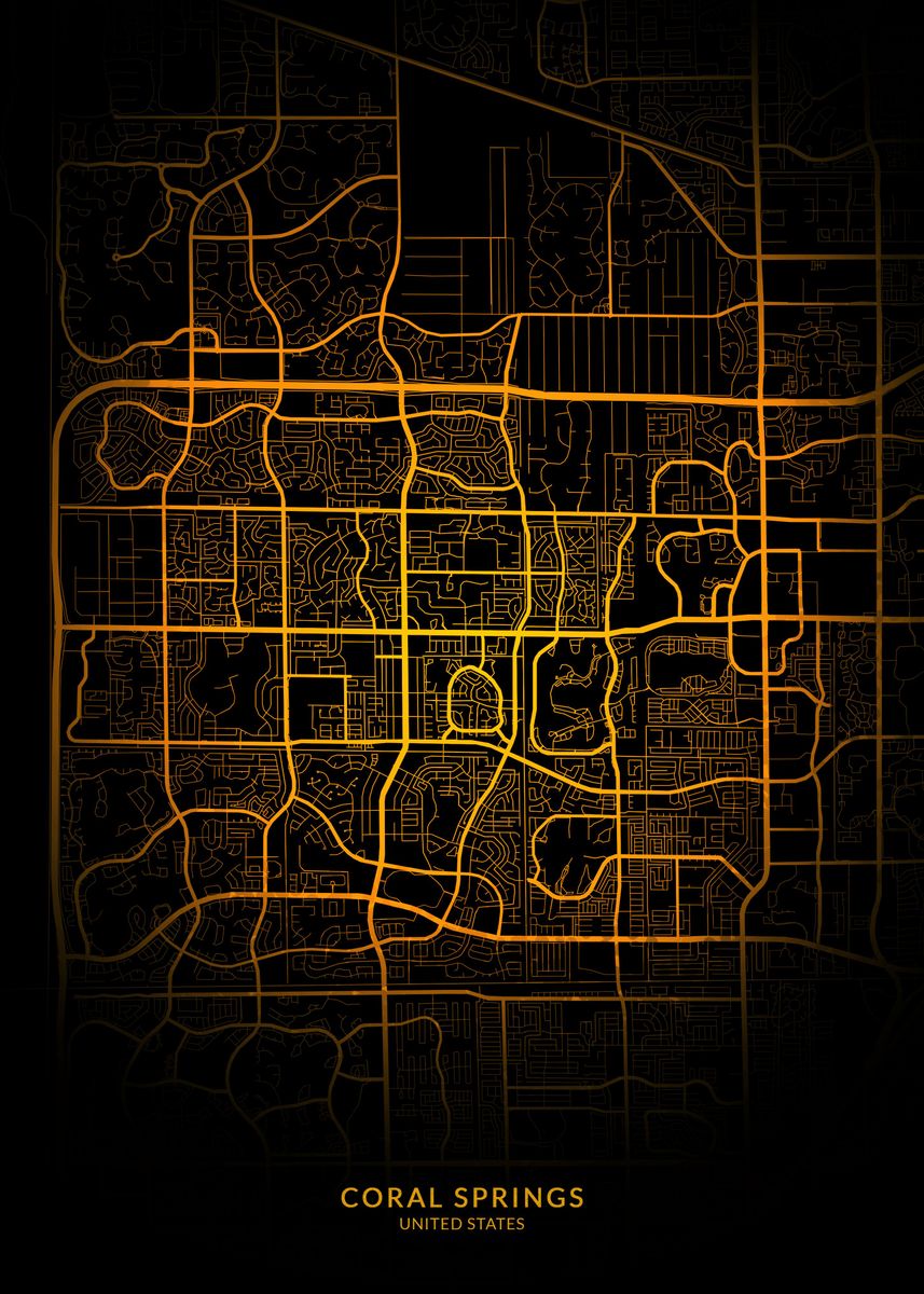 'Coral Springs City Map Gol' Poster by Trulaf Design | Displate