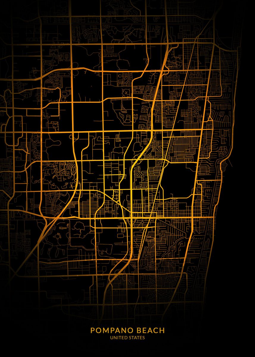 'Pompano Beach City Map' Poster, picture, metal print, paint by Trulaf ...