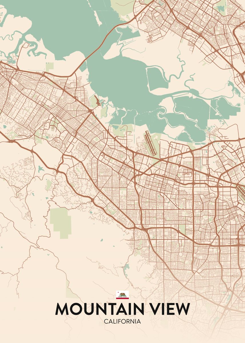 'Mountain View CA' Poster, picture, metal print, paint by IMR Designs ...
