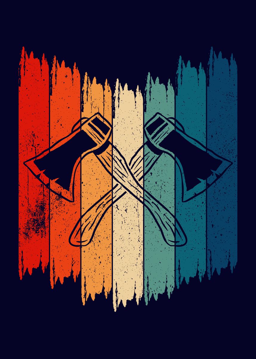 'Vintage Axe Throwing Retro' Poster, picture, metal print, paint by ...