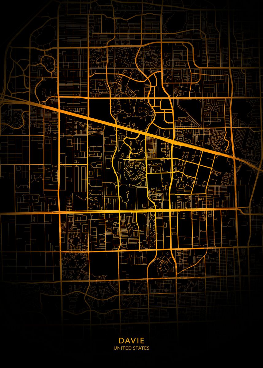 'Davie City Map Gold' Poster by Trulaf Design | Displate