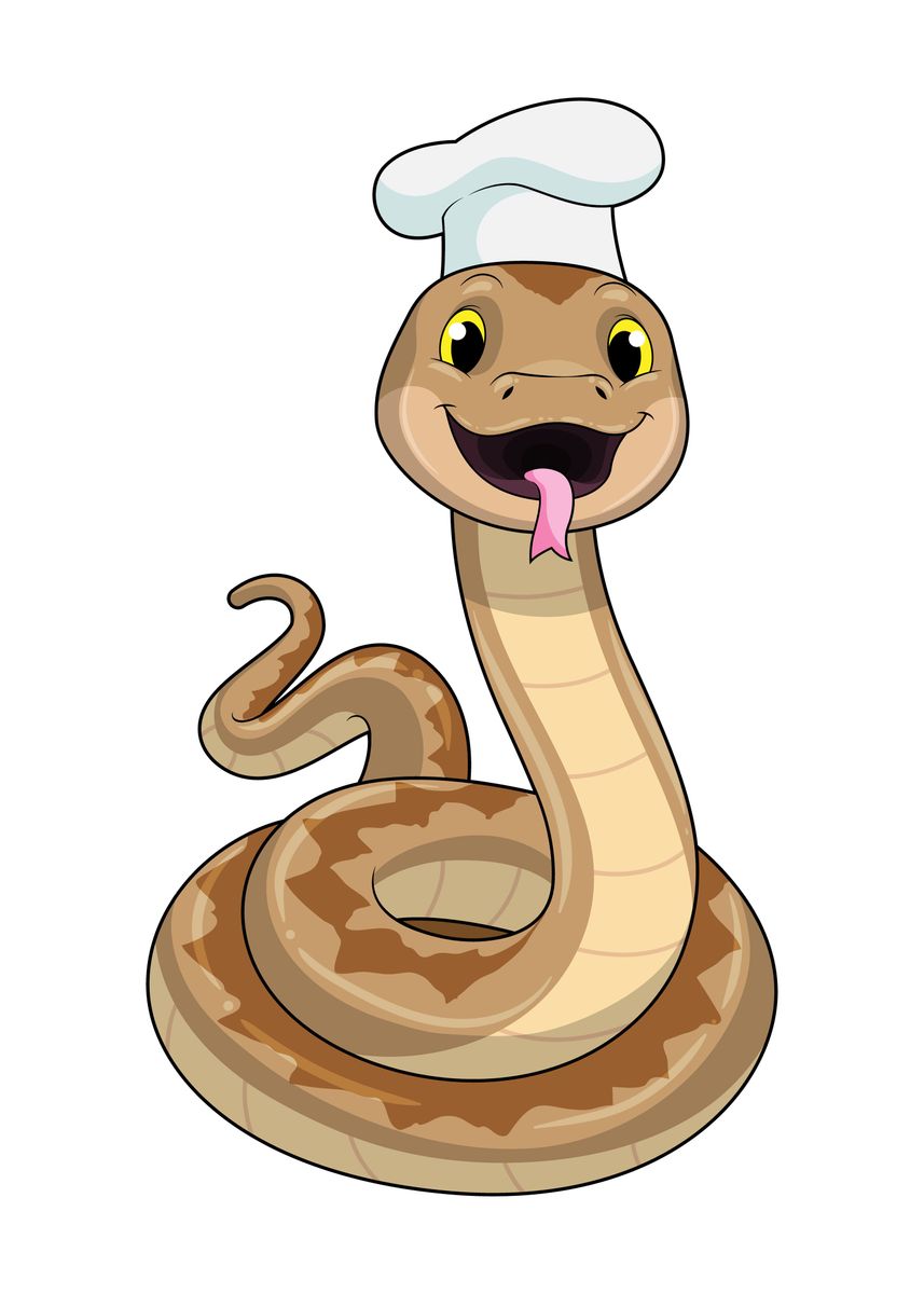 'Snake Cook Chef hat' Poster, picture, metal print, paint by Markus ...