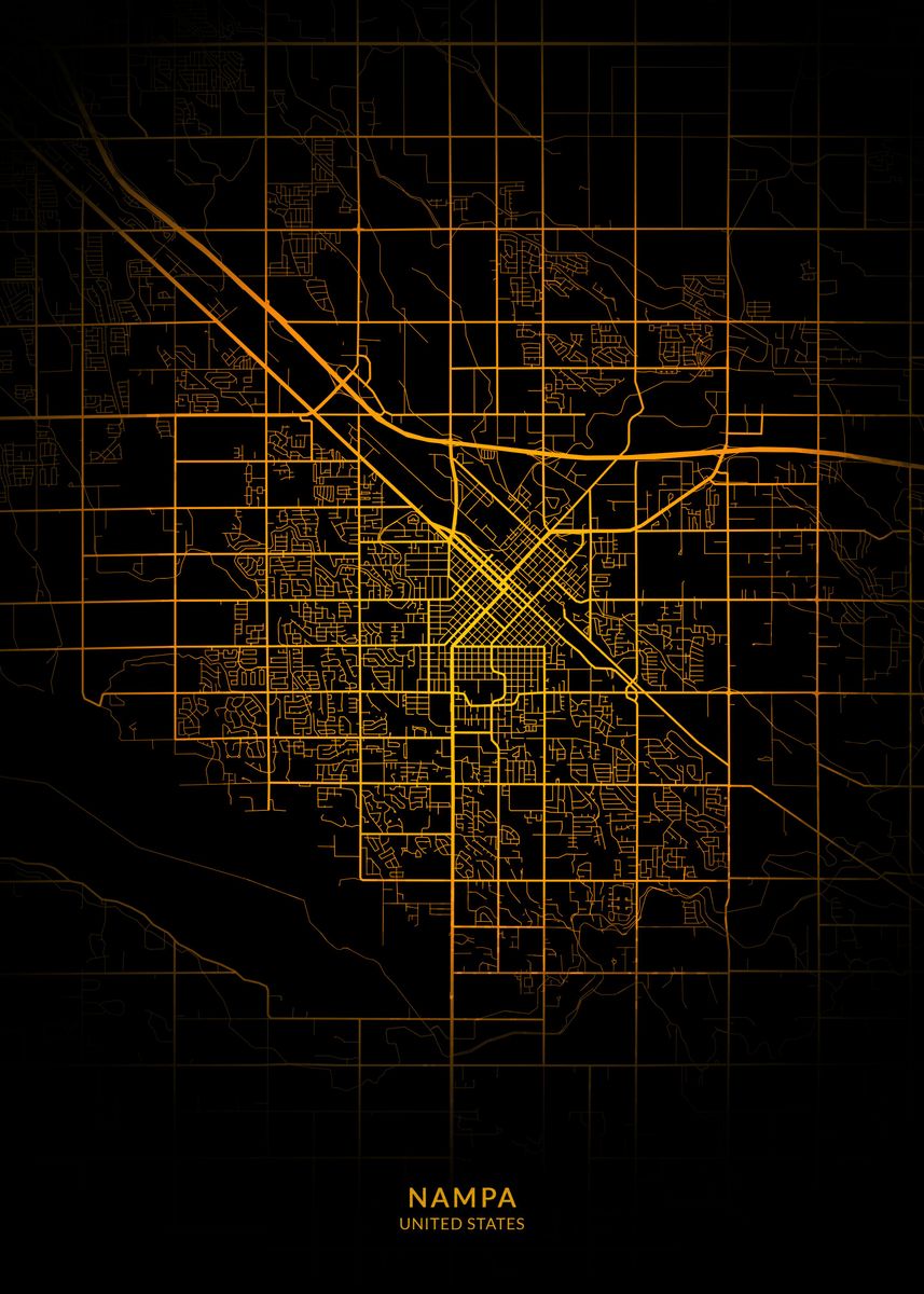 'Nampa City Map Gold' Poster by Trulaf Design | Displate