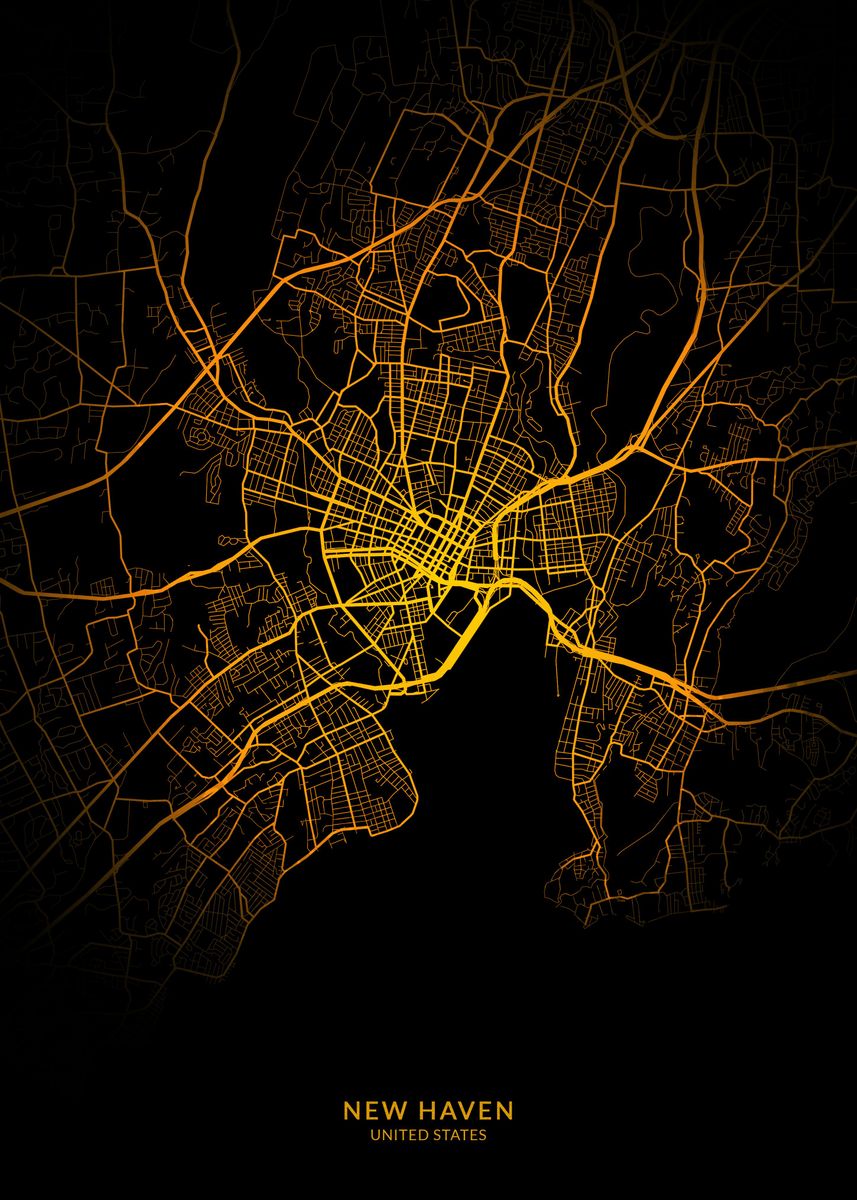 'New Haven City Map Gold' Poster by Trulaf Design | Displate
